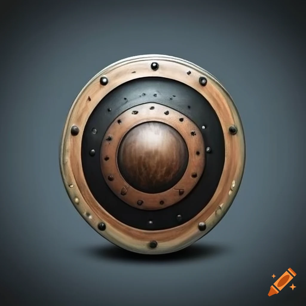 Wooden round shield on Craiyon