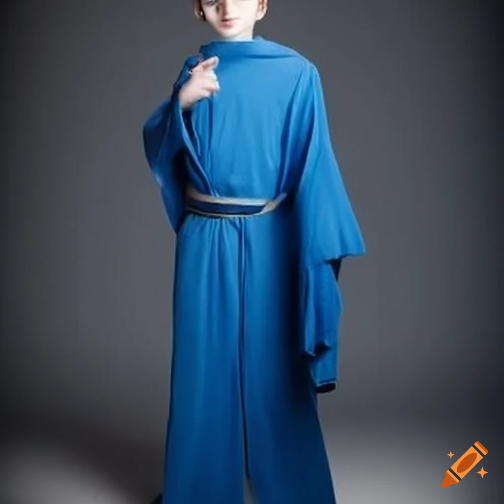 Teenager in a blue wizard tunic on Craiyon