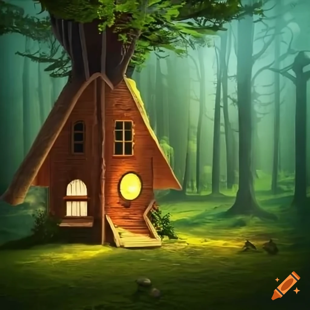 Magical house in a tree in a mystical forest on Craiyon