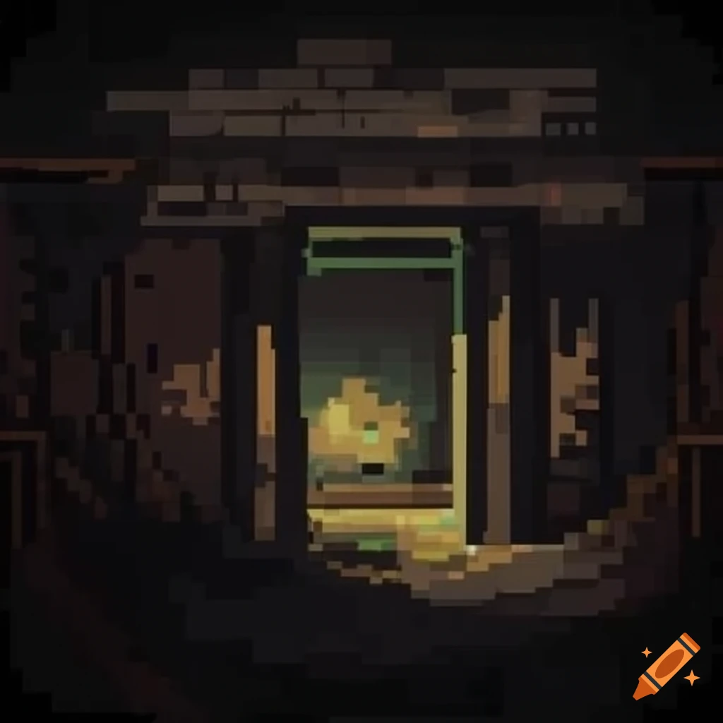 Pixel art of a world war one underground bunker on Craiyon