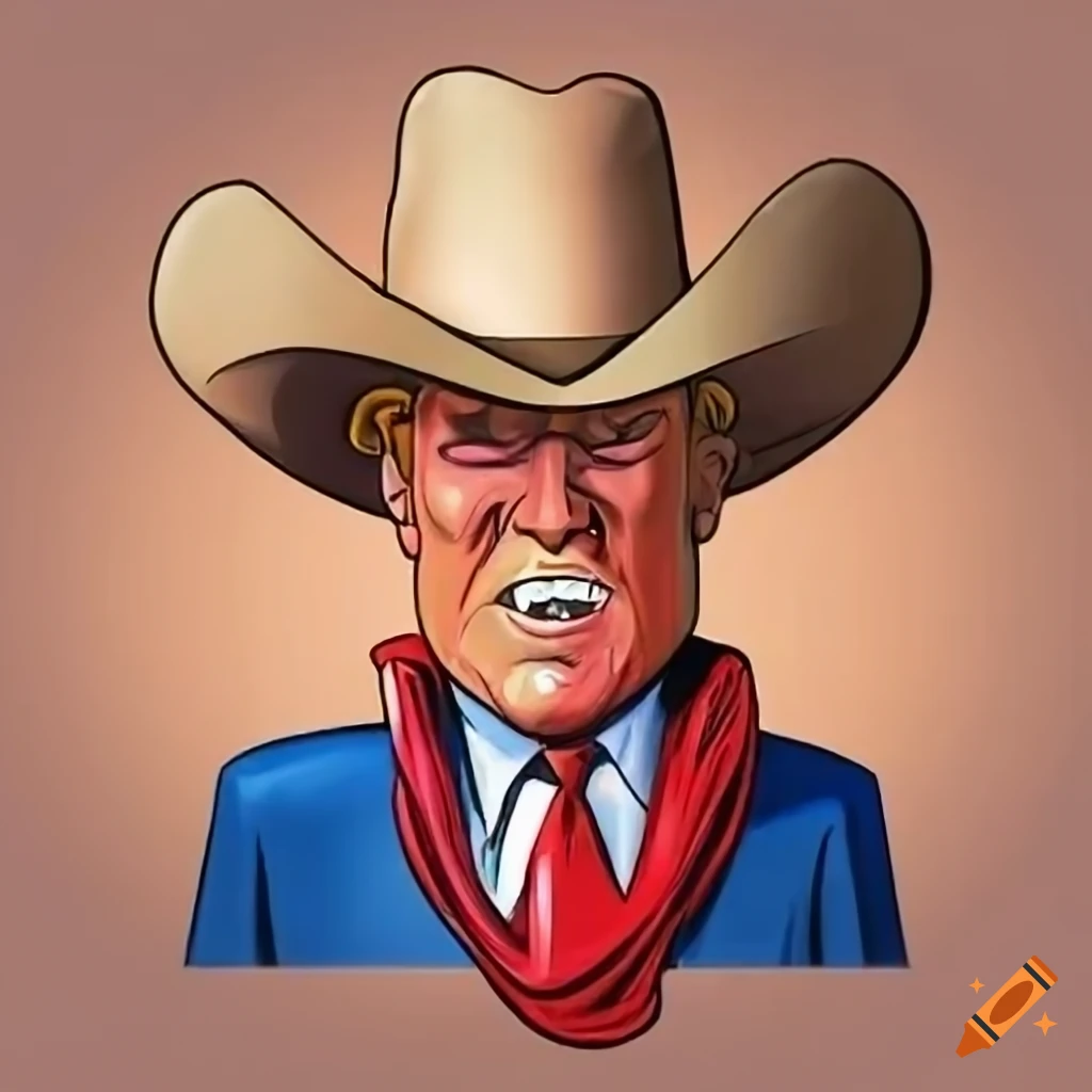 Cartoon of a cowboy Trump on Craiyon