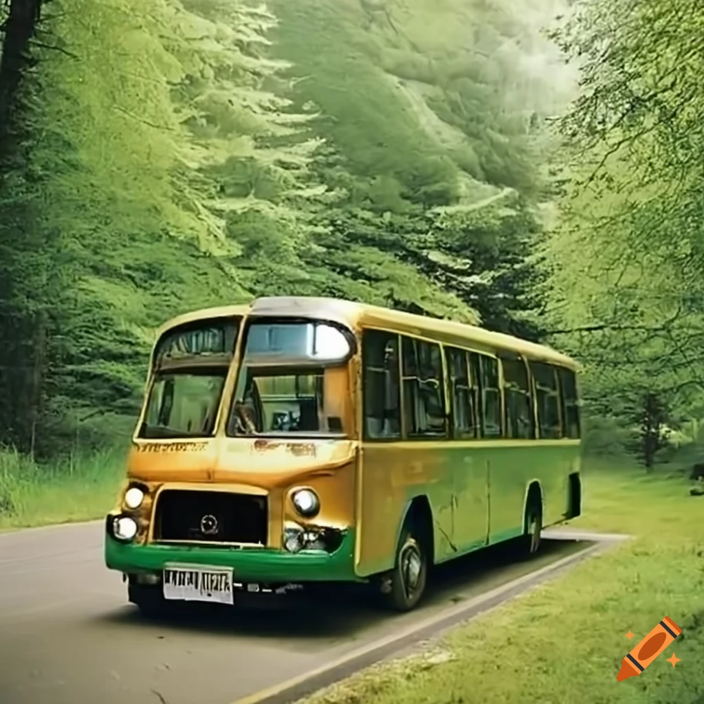 Gelber bus im urwald