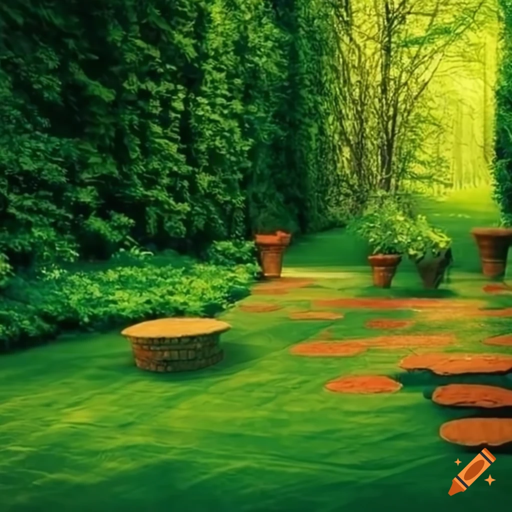 Garden landscape with a backrooms theme