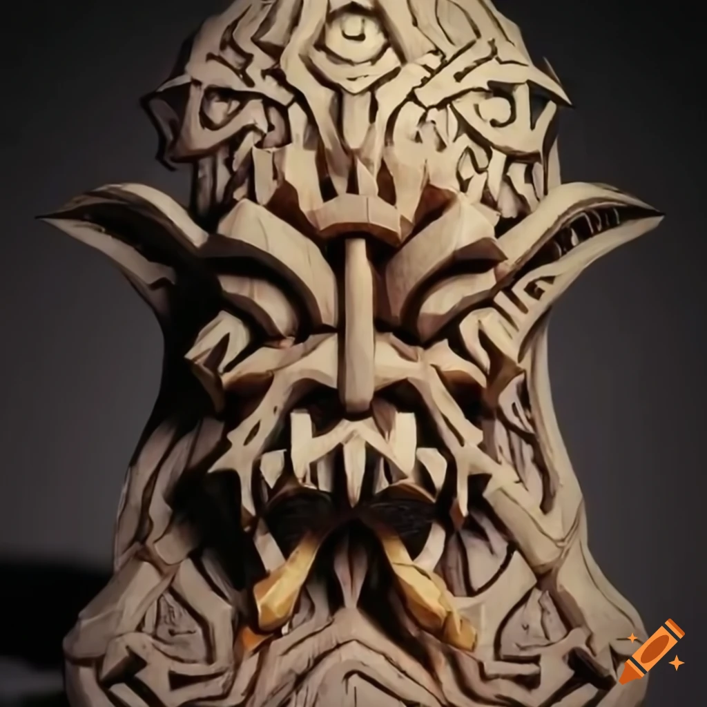 Intricate carving of a zelda game boss on Craiyon