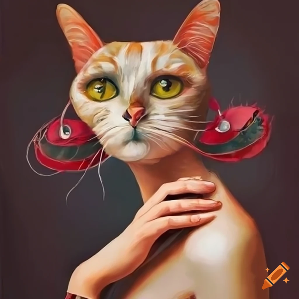 Surreal painting of a fashionable cat on Craiyon