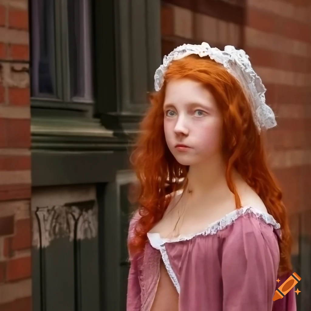 Young woman in colonial attire in Old City Philadelphia on Craiyon