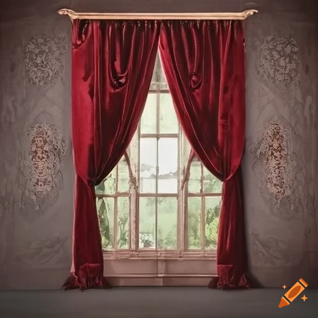 Red fabric hanging across ancient ruins on Craiyon