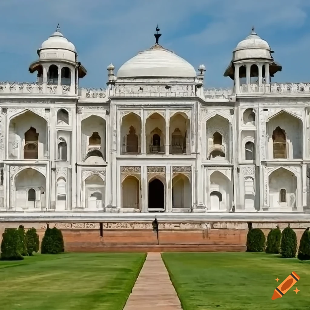 Elevation of mughal mahal white house whitemarsh lynnewood on Craiyon