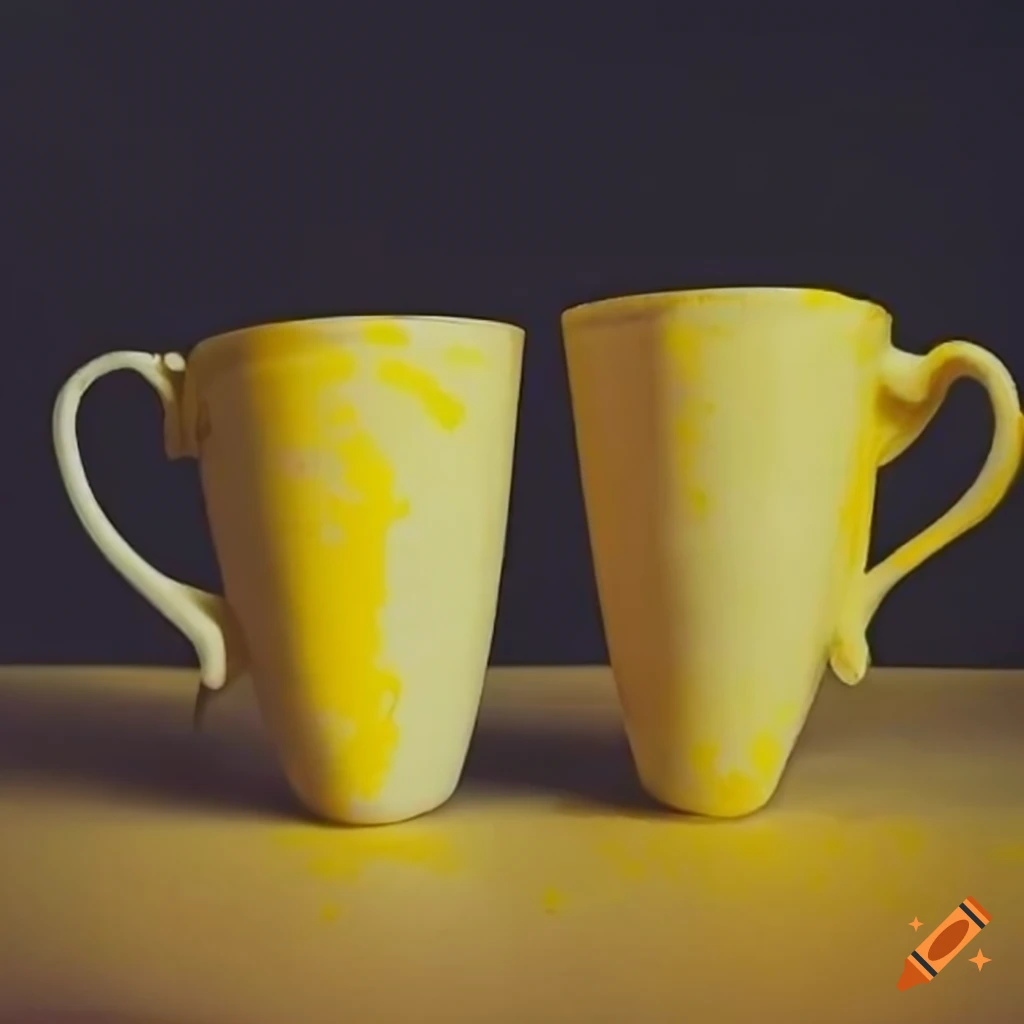 Pencil drawing of tea cups with splatter paint on Craiyon