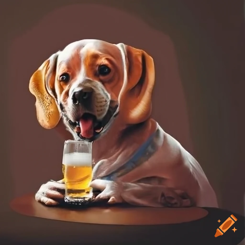 Schipperke dog enjoying a beer on Craiyon