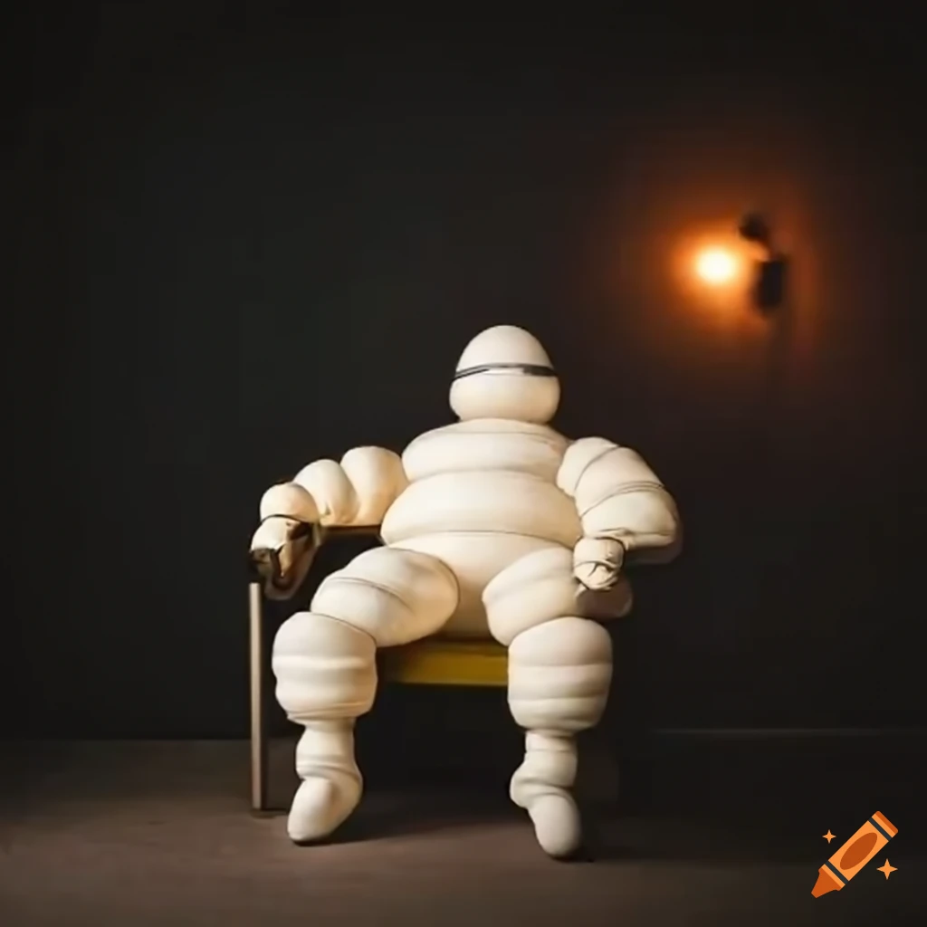 Michelin man relaxing in a chair on Craiyon