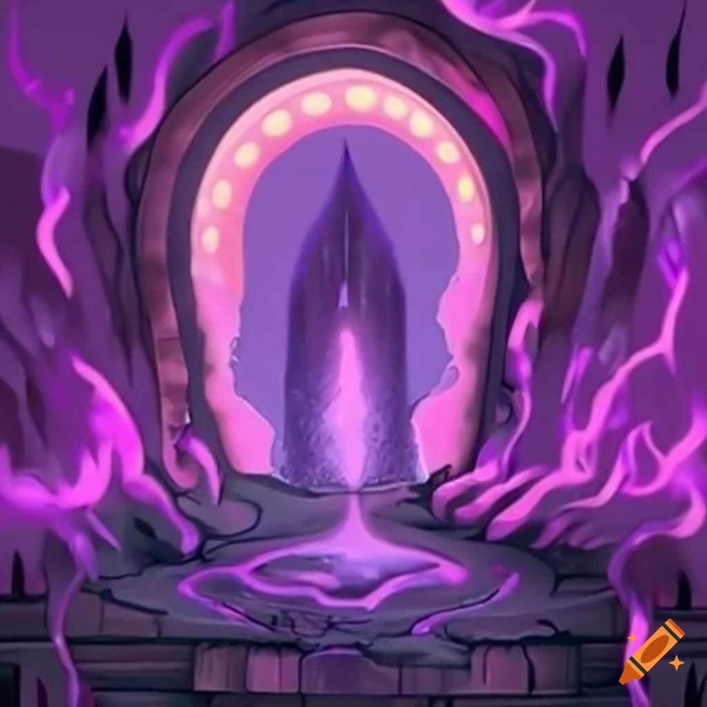 Purple fire portal opening in the dark on Craiyon