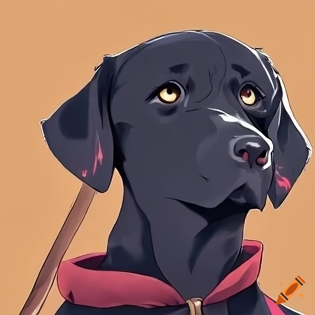 Cute anime black Labrador Retriever on Craiyon