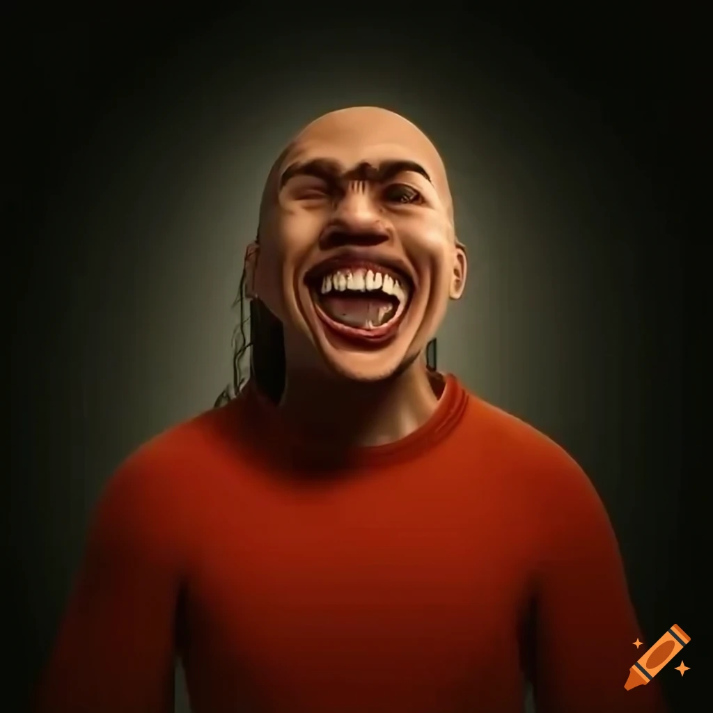 Person with a big smile entering a room dramatically on Craiyon