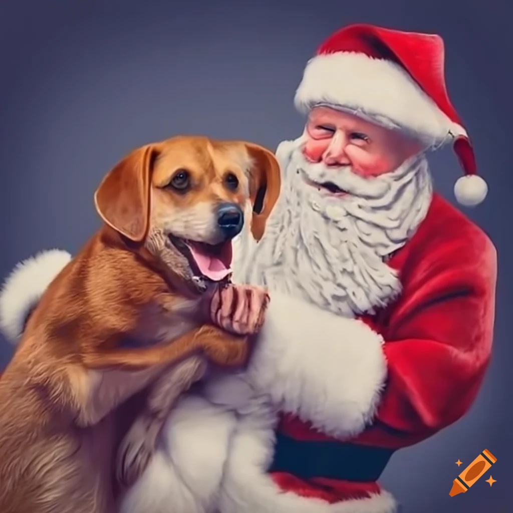 Santa with a joyful dog on Craiyon
