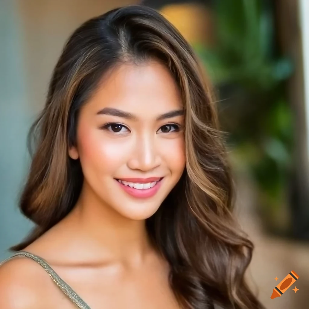 Portrait of a beautiful woman with high cheekbones and almond skin on ...