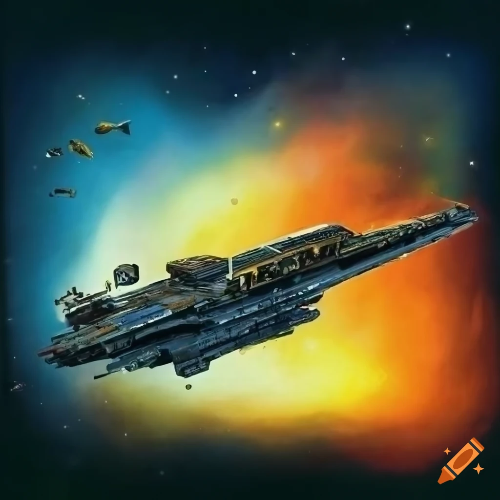 Painting of a sci-fi trading post