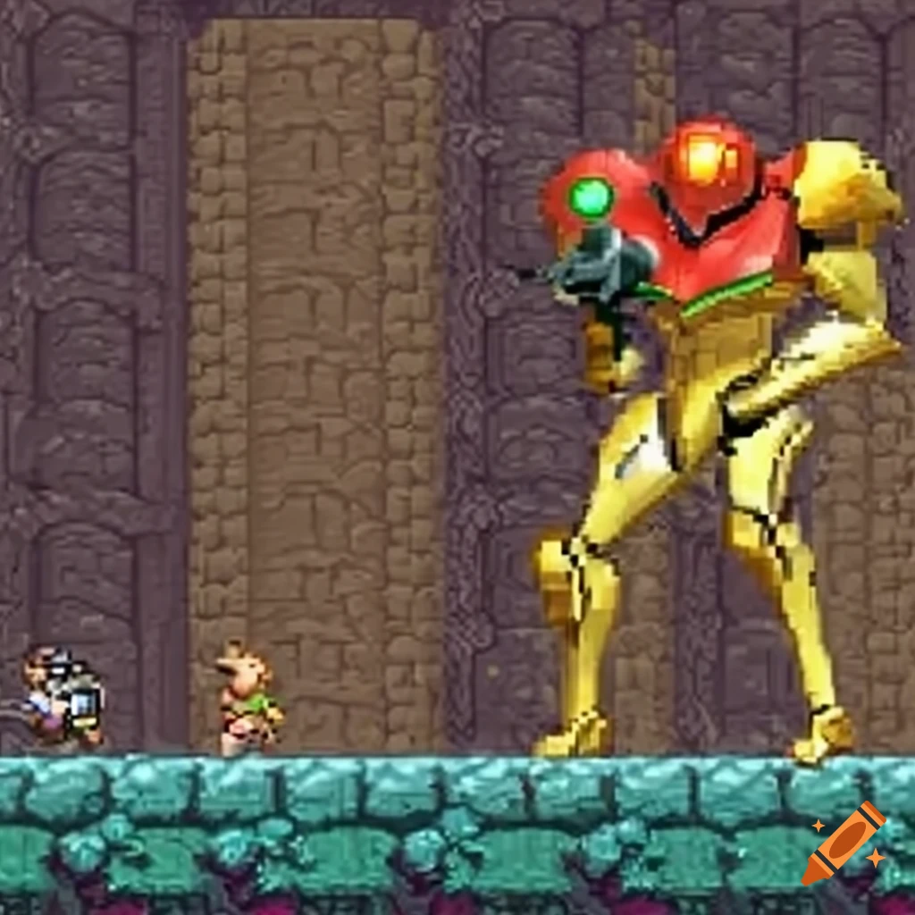 Screenshot of a 2d metroid game on Craiyon