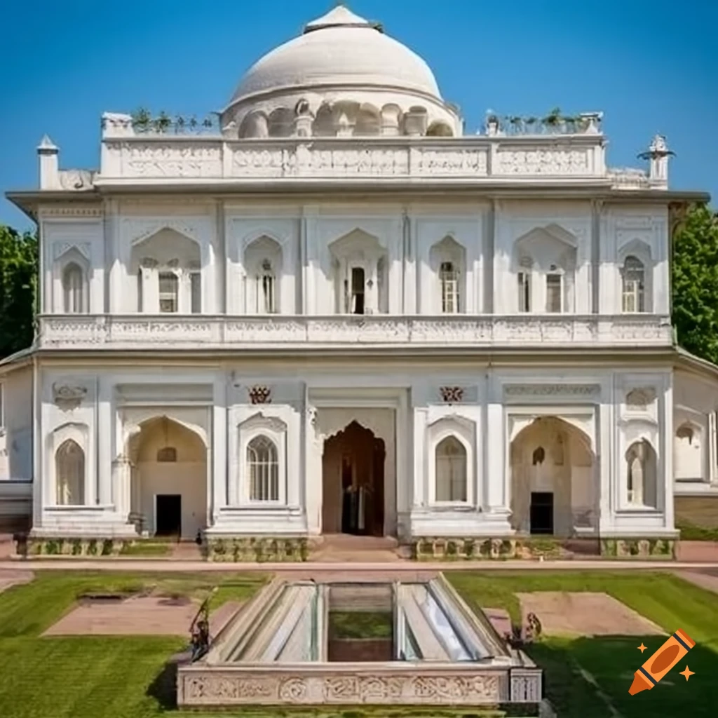 Front view of mughal mahal white house on Craiyon