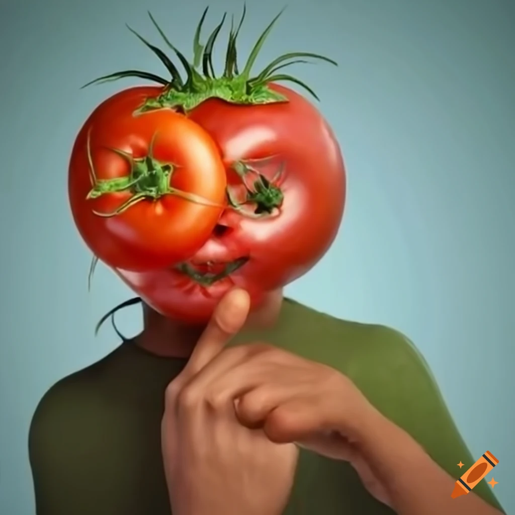 Man with tomato head artwork on Craiyon