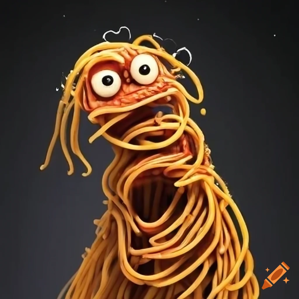 Surreal artwork of a spaghetti monster on Craiyon