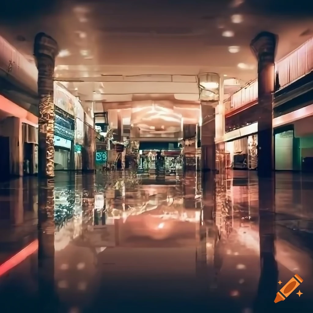 Interior of a mall at night dreamscape on Craiyon