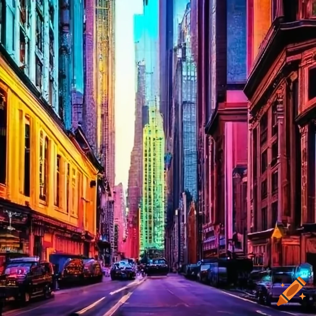 Colorful cityscape of New York on Craiyon