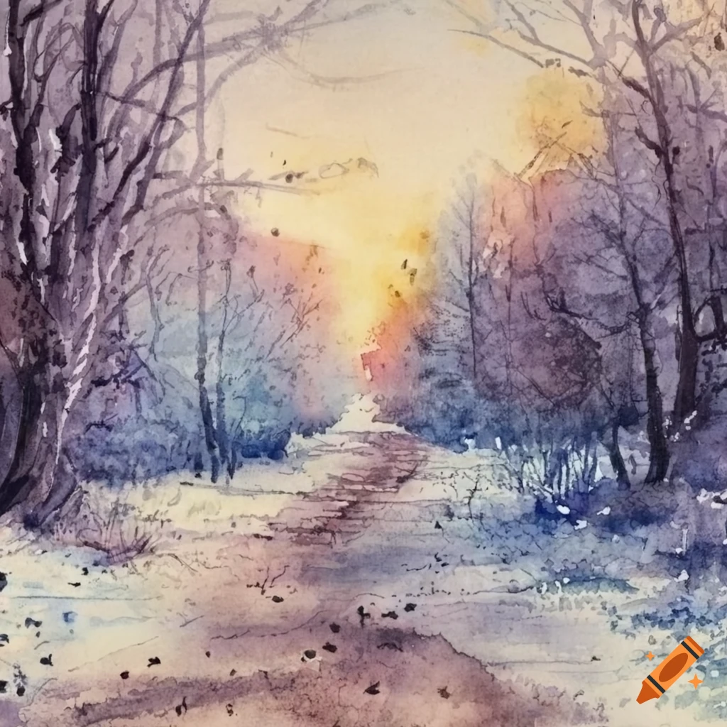 Realistic painting of an apple orchard in winter on Craiyon