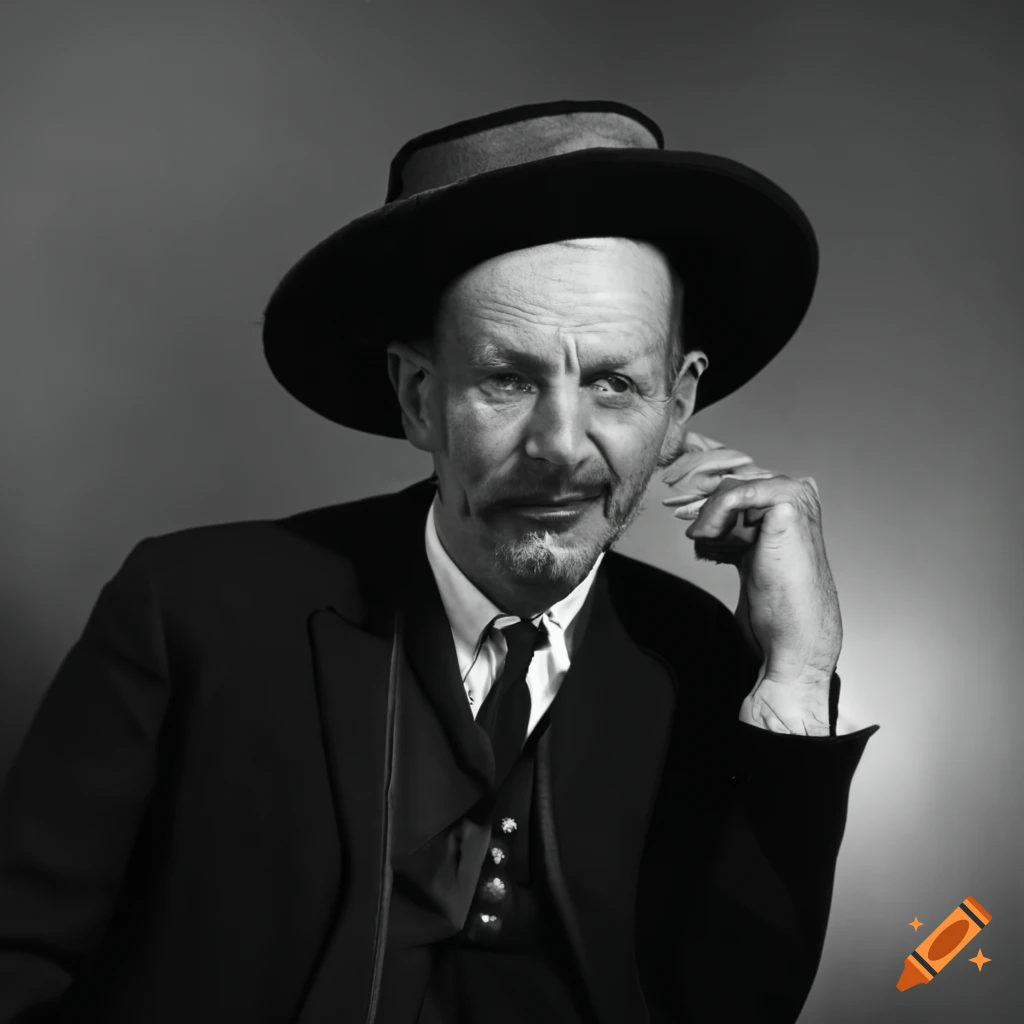 Stylish man in a pork pie hat and vintage attire on Craiyon