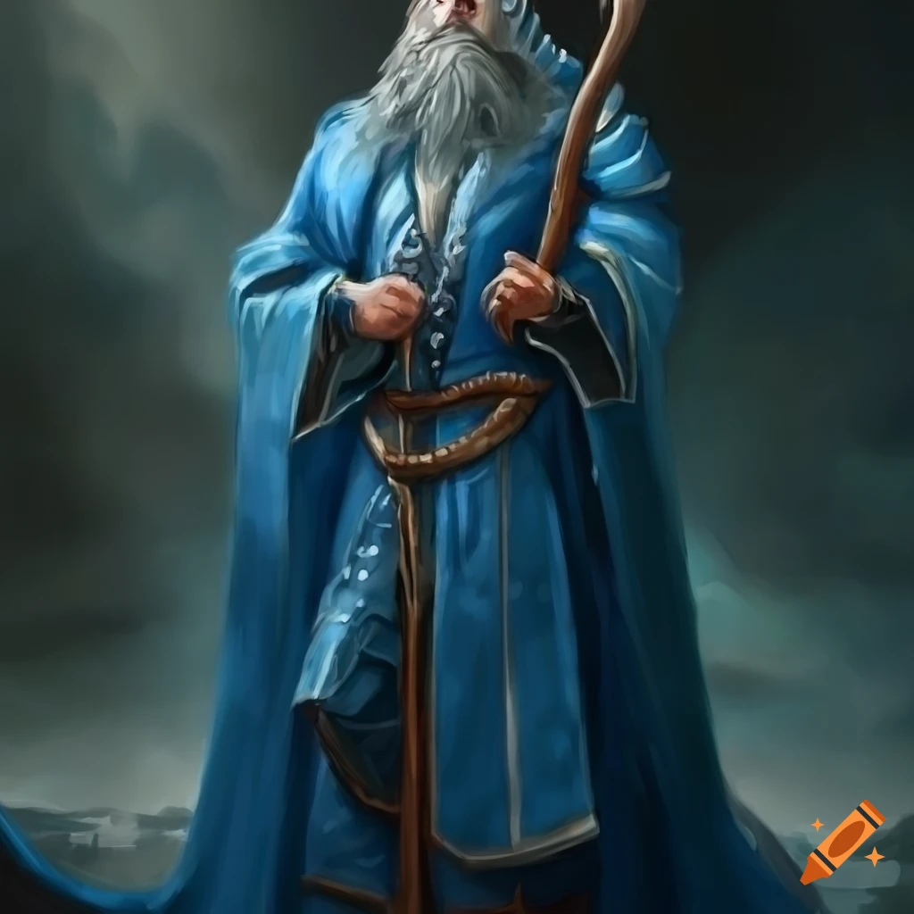 Realistic painting of a wizard facing a dragon on Craiyon