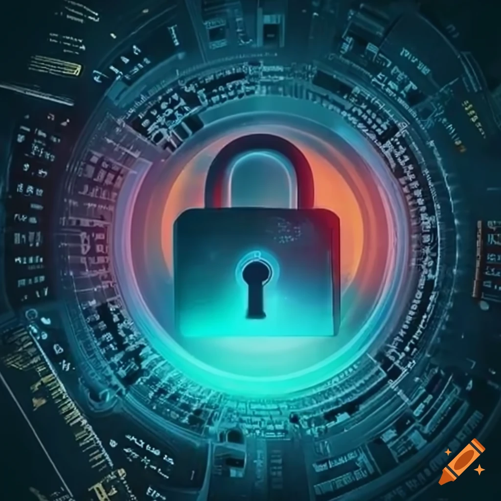 Cybersecurity services with black and blue elements on white background ...