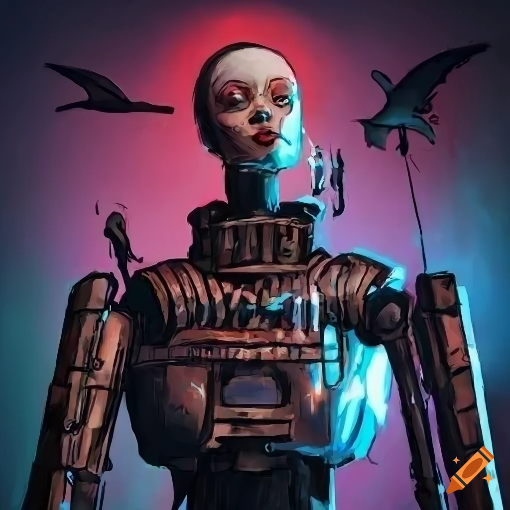 Painting of the robots from teh arcade game "berserk" on Craiyon