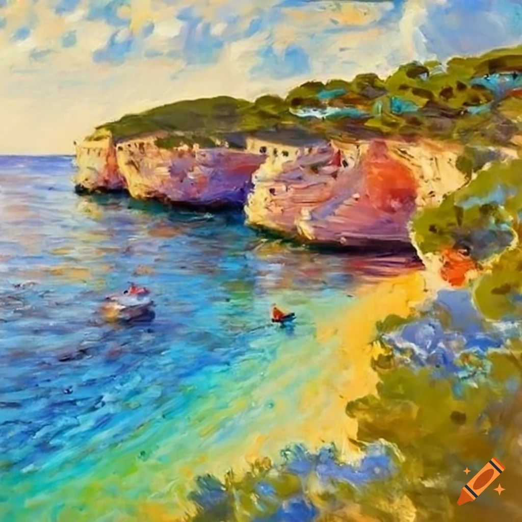 Monet painting of cala galdana beach in menorca
