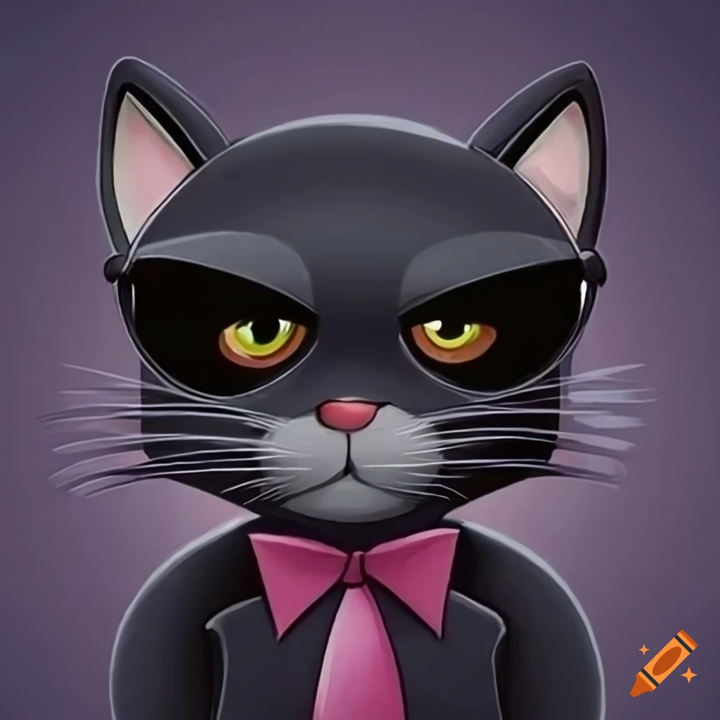 Cartoon image of a black spy cat