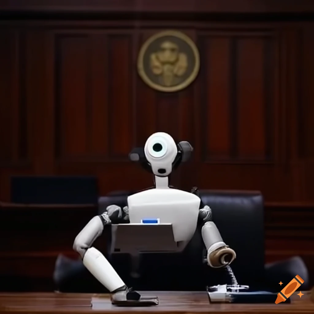 Image of a robotic judge in court
