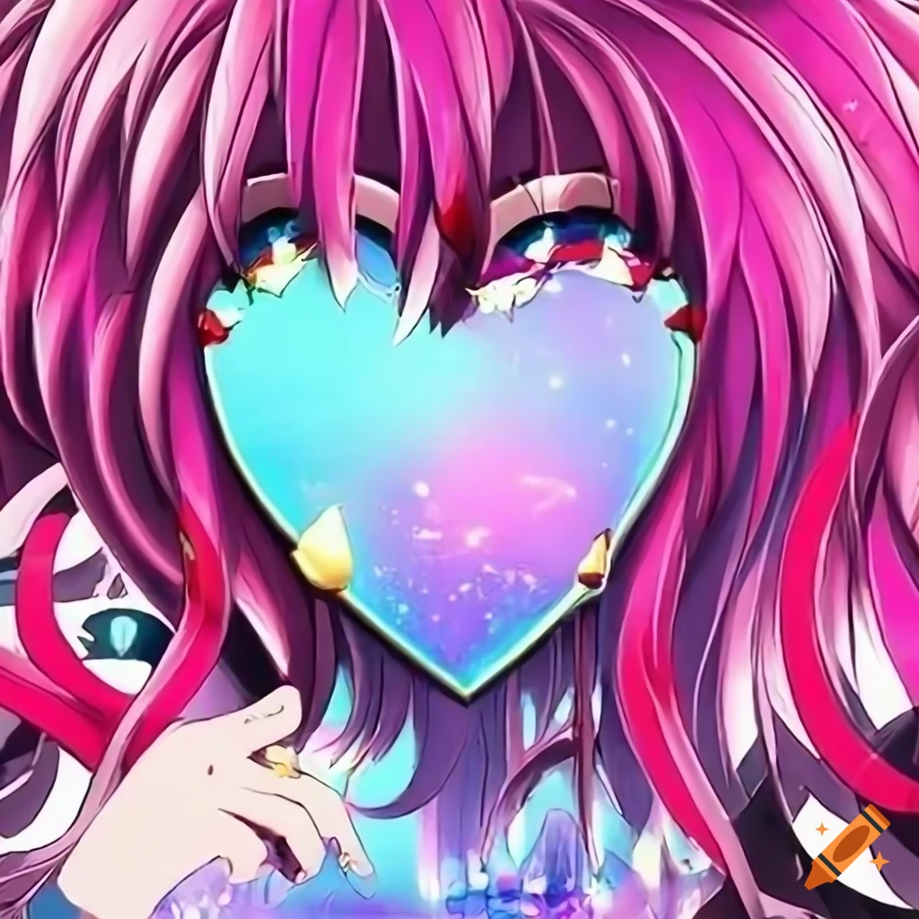 Shiny 3d anime heart wallpaper from the 2000s on Craiyon