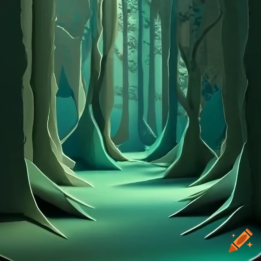 Paper Art Of A Intricate Forest Scene