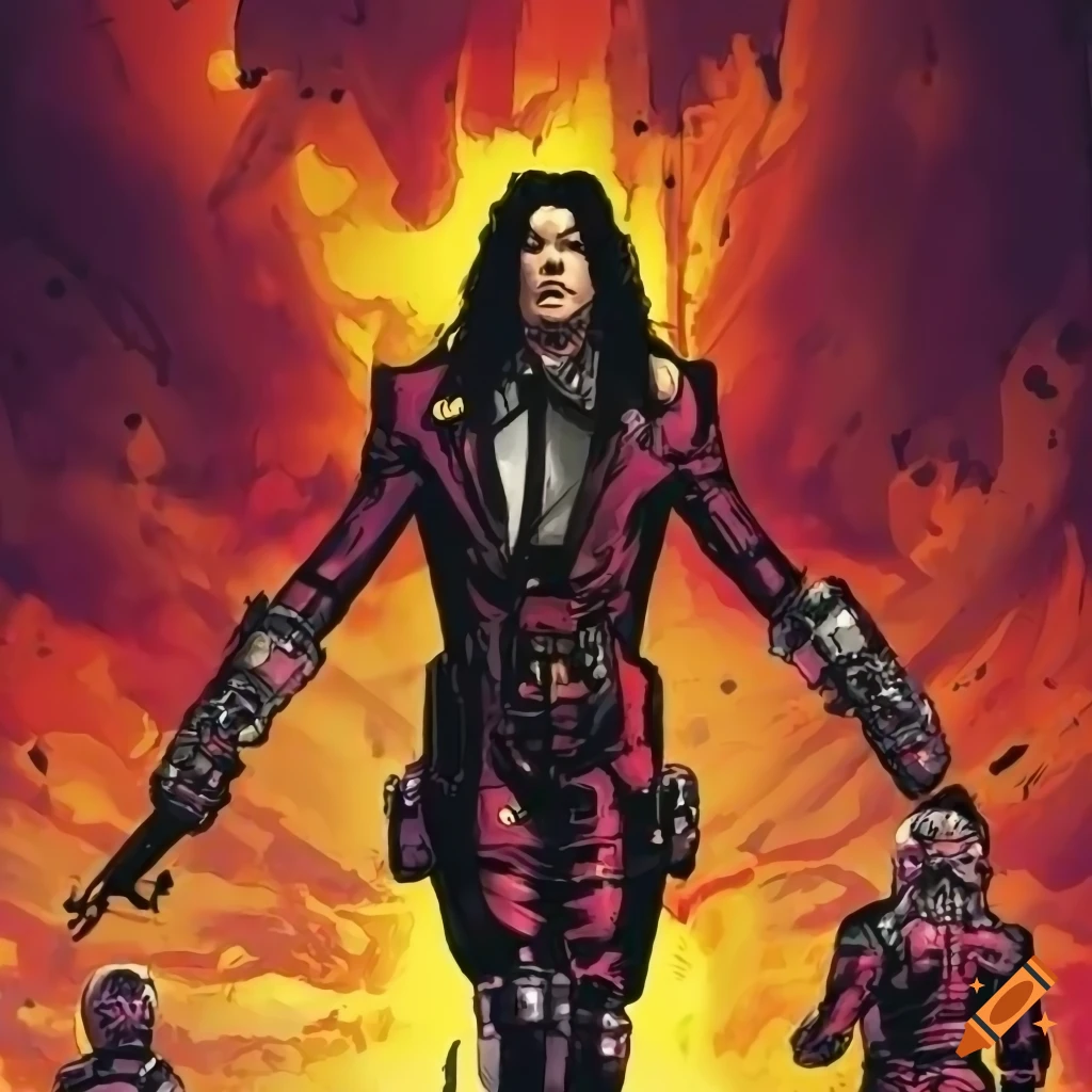 Blackie lawless in old comic-style artwork on Craiyon