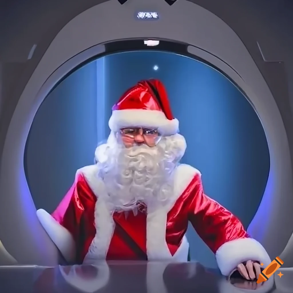 Ct scanner with santa claus on patient table on Craiyon