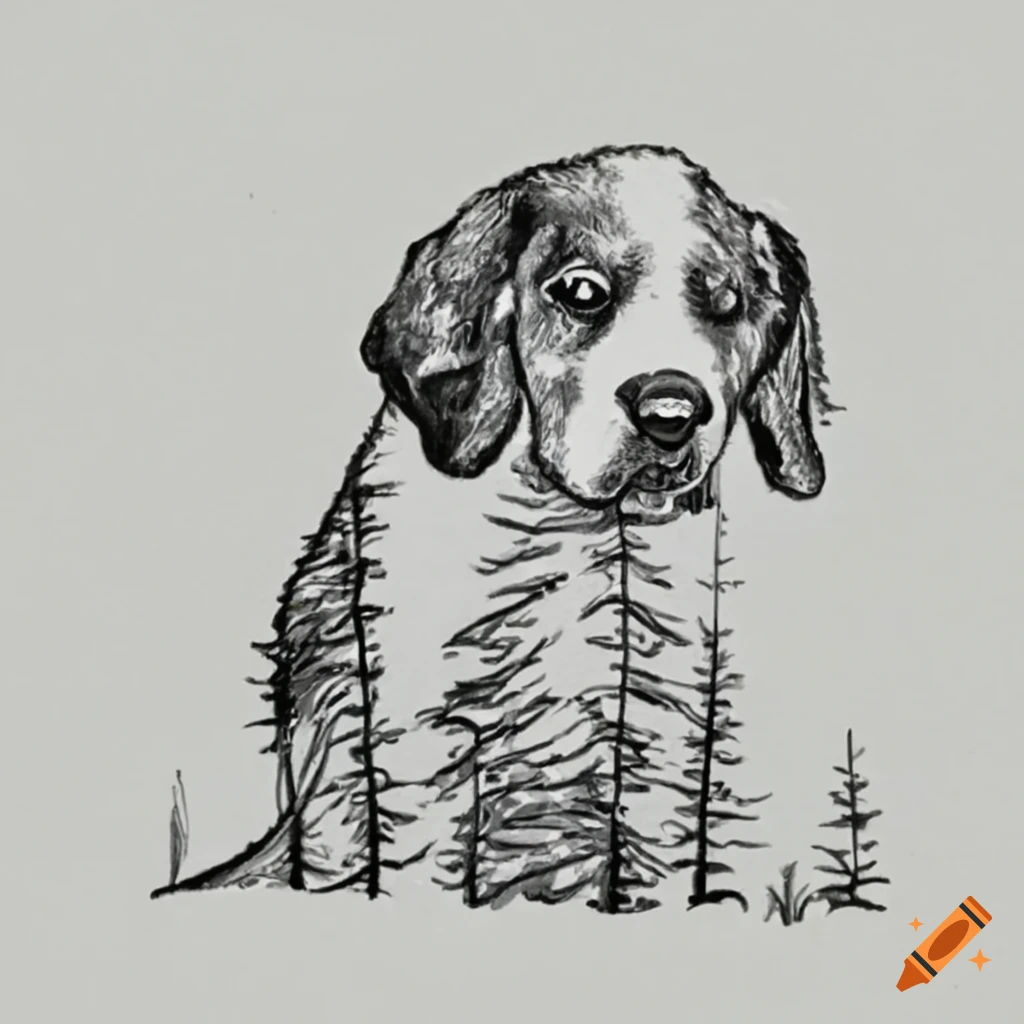 Playful dog in a snowy landscape drawing on Craiyon