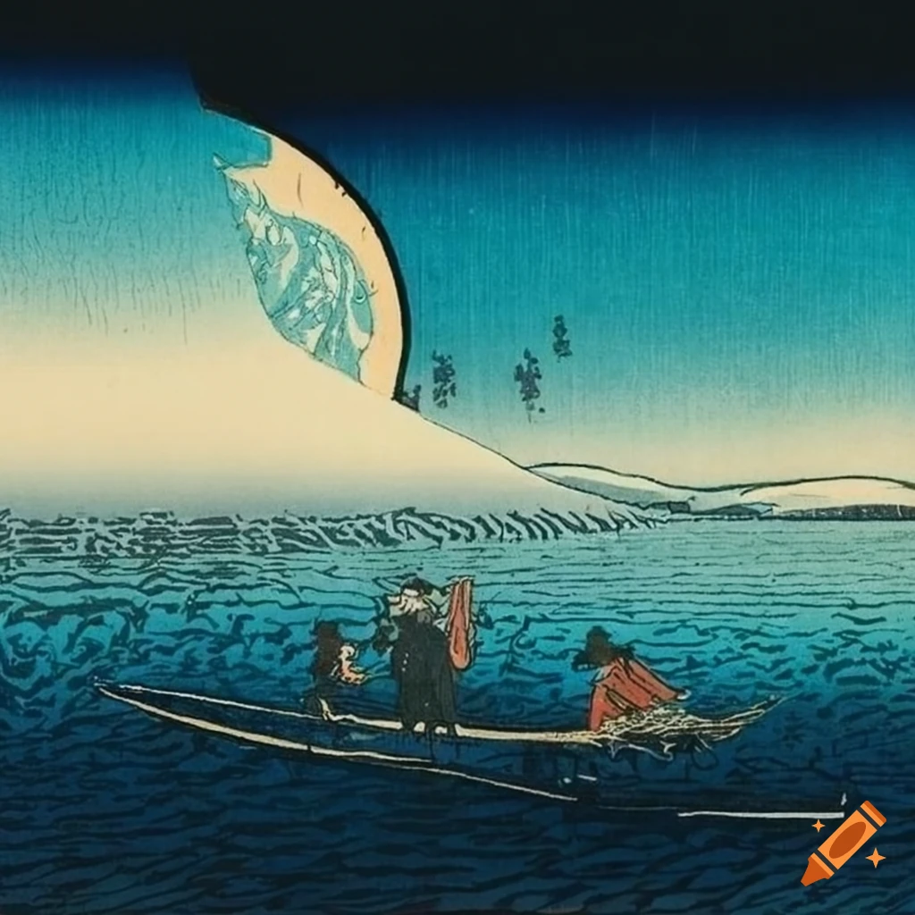 Ukiyo-e artwork inspired by wanderer above the sea of fog on Craiyon