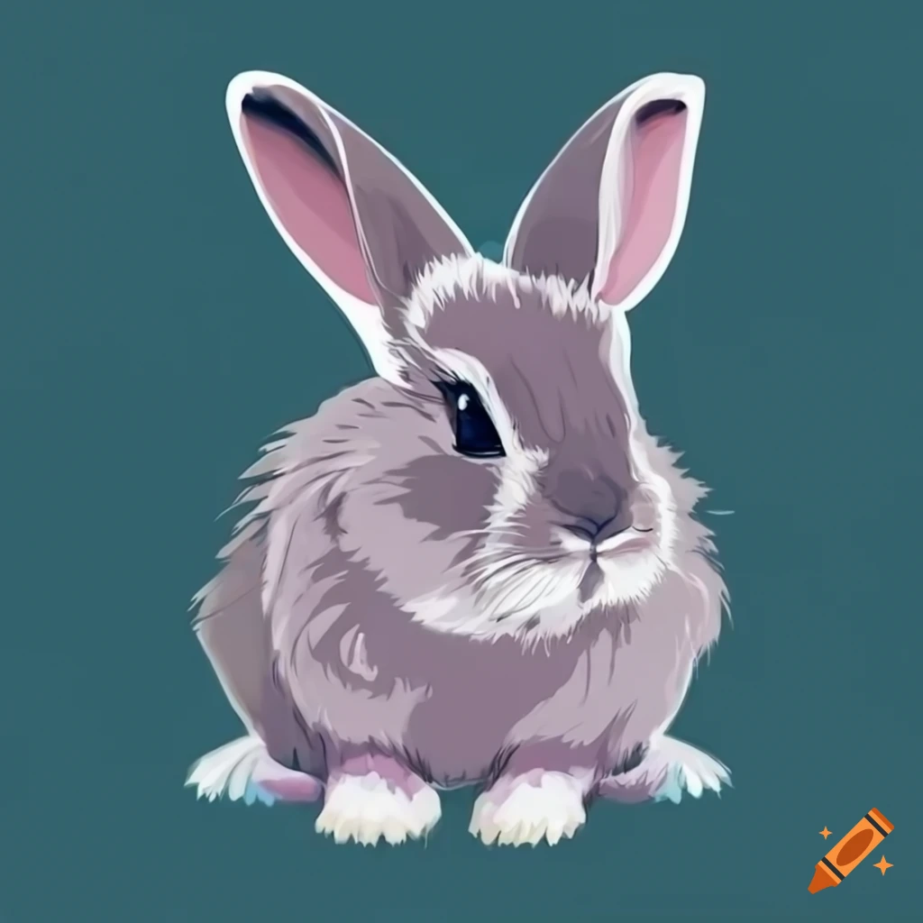 Fluffy grey rabbit with black face in miami vice style on Craiyon