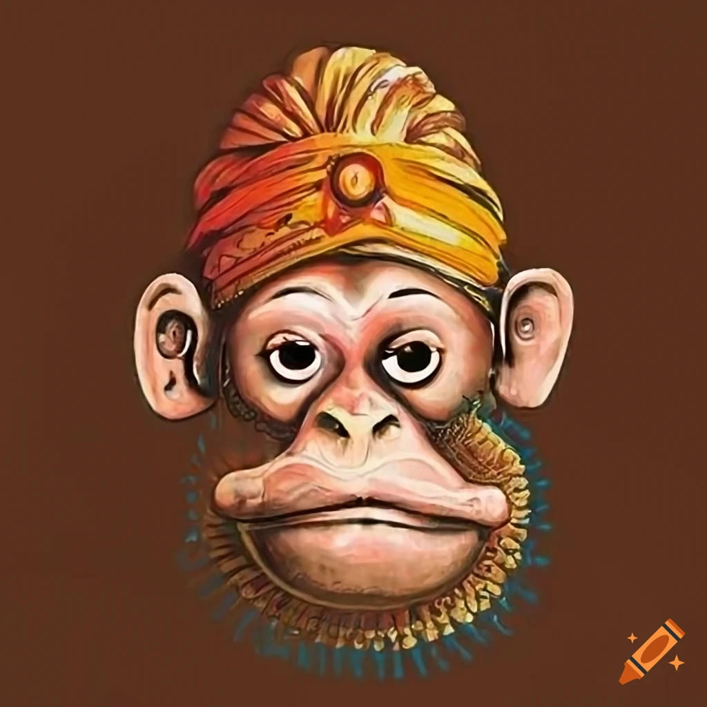 Whimsical logo of a smiling guru monkey on Craiyon