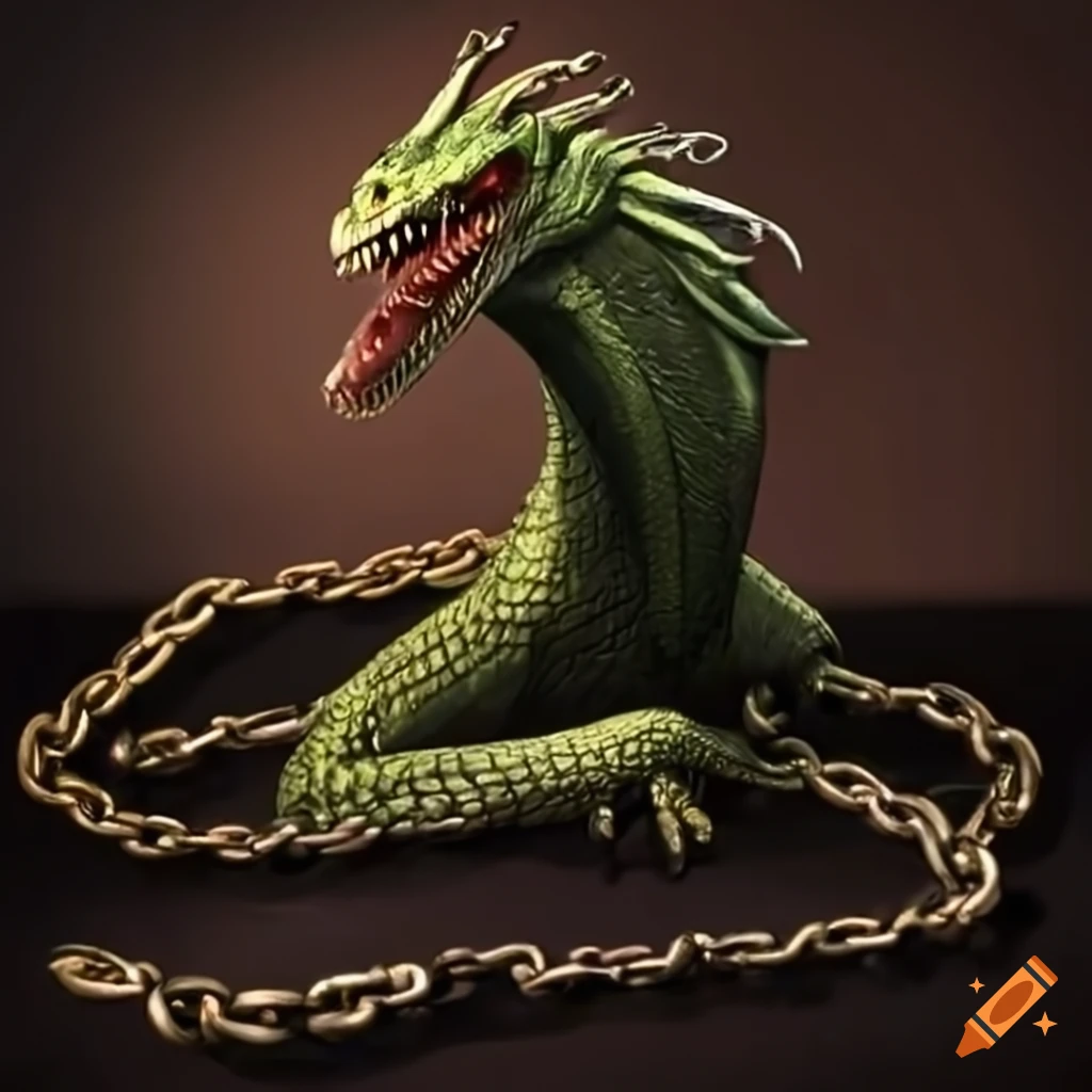 Digital art of a basilisk breaking chains