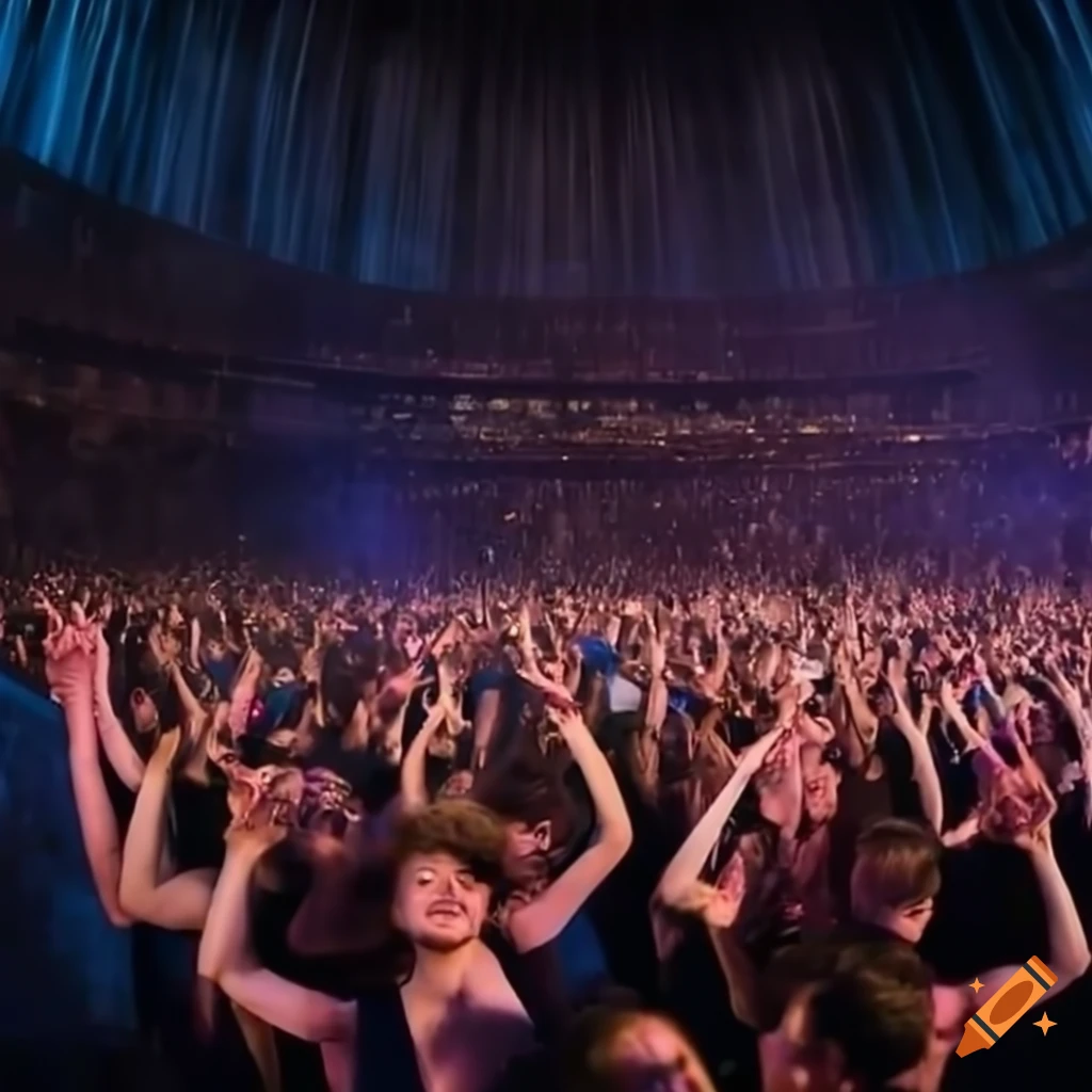 Vibrant concert with dynamic lights and enthusiastic crowd on Craiyon