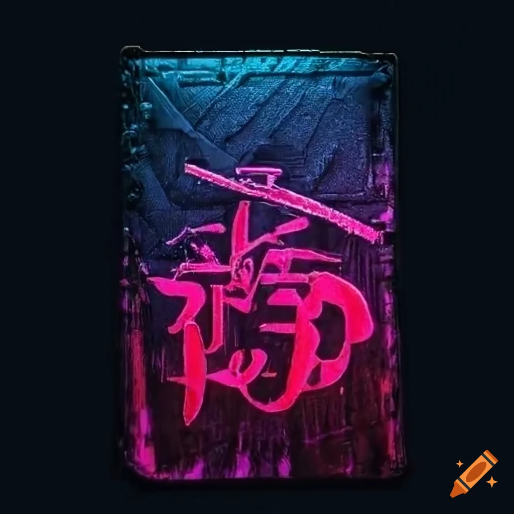 Cyberpunk japanese lettering patch design