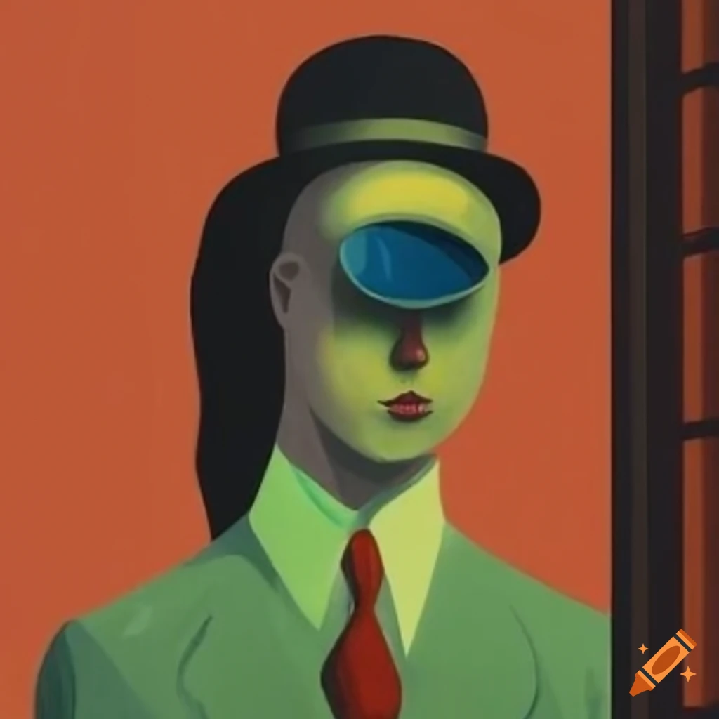 Surrealist painting with various objects and human figure on Craiyon