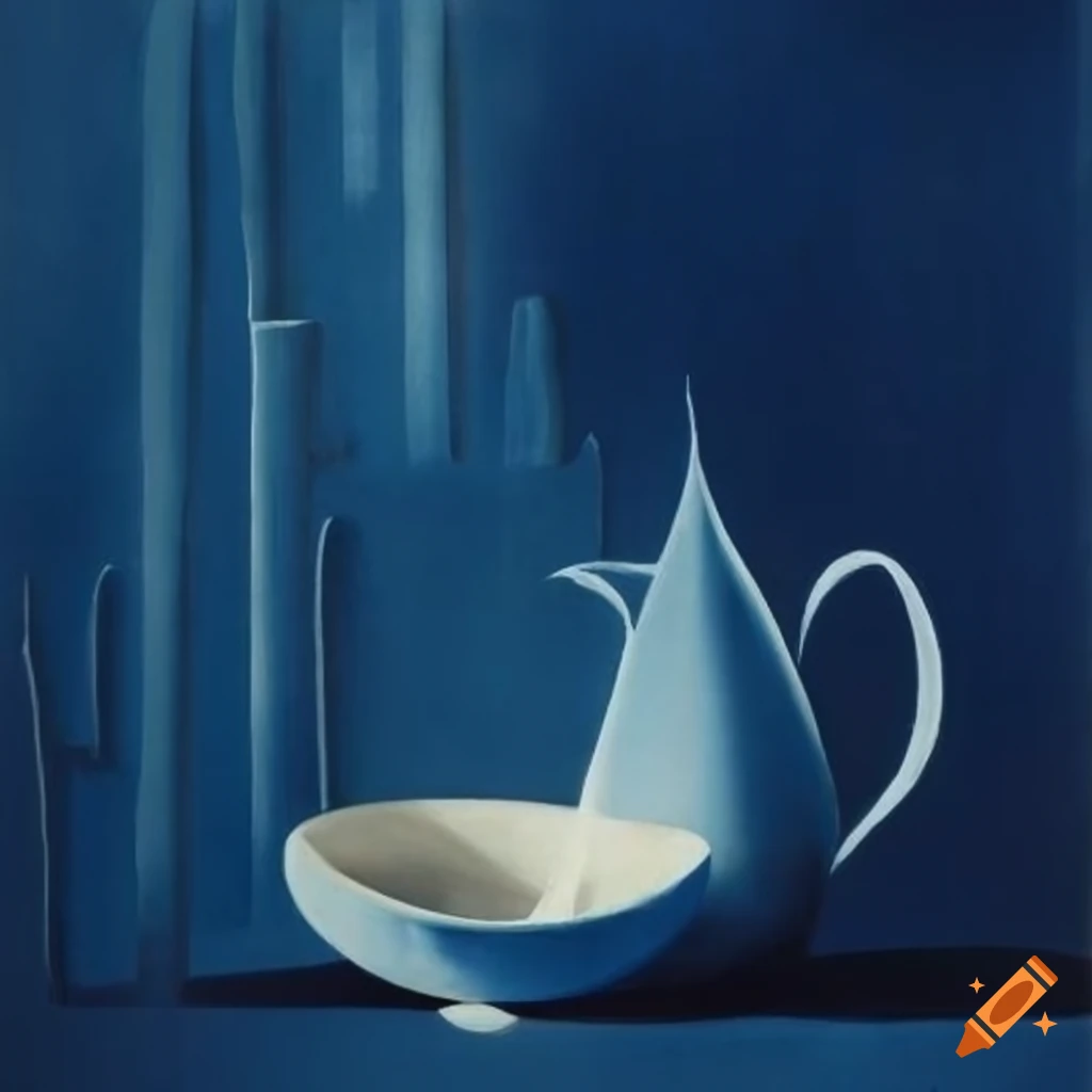 Surreal cyanotype artwork of a desert city