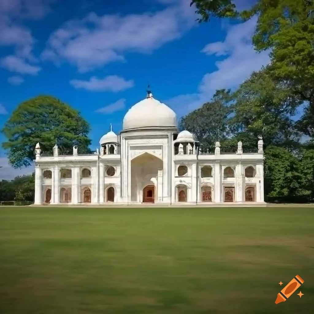 Frontal elevation of White House in Mughal architectural style on Craiyon