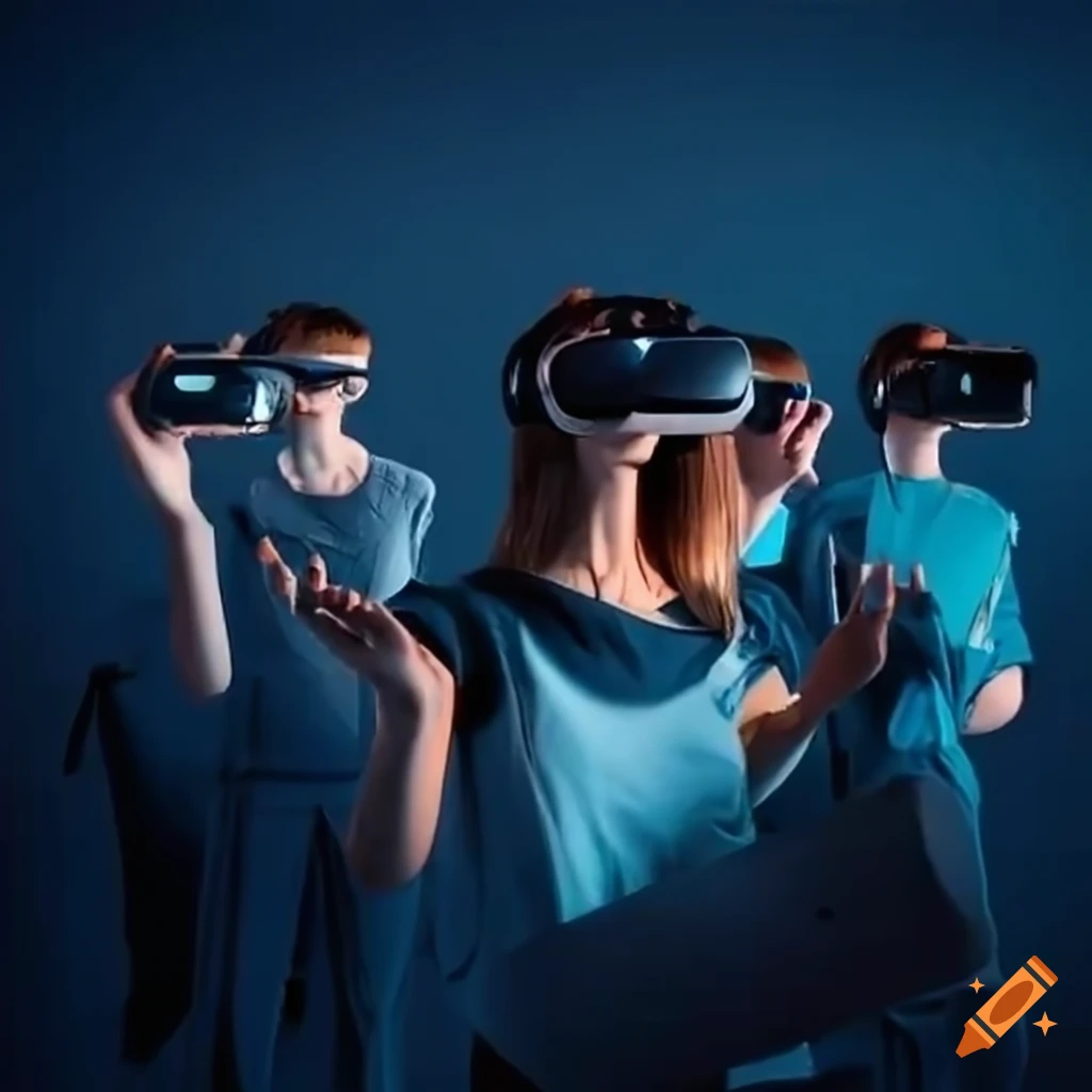 Students using vr headsets